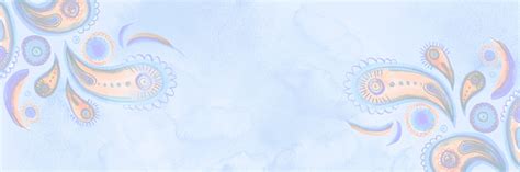 밝은 파란색 섬세한 수채화 페이즐리 수평 배너 보헤미안 동양 스타일의 손으로 그린 배경 배경 주제에 대한 스톡 벡터 아트 및 기타 이미지 배경 주제 그런지 이미지 기법