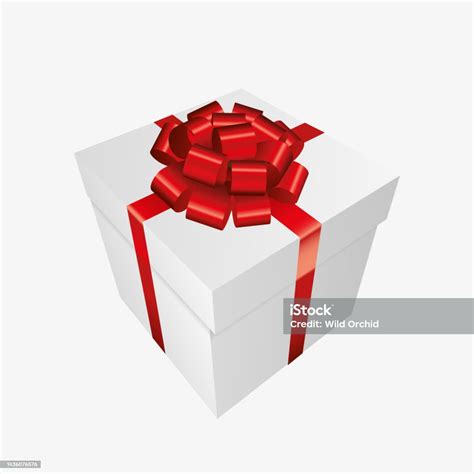 빨간 활이있는 흰색 선물 상자 크리스마스와 생일 선물 컬렉션 3차원 형태에 대한 스톡 벡터 아트 및 기타 이미지 3차원 형태 기념일 나비매듭 Istock