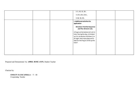 sequencing formulating the nth term rule explicit lesson plan grade