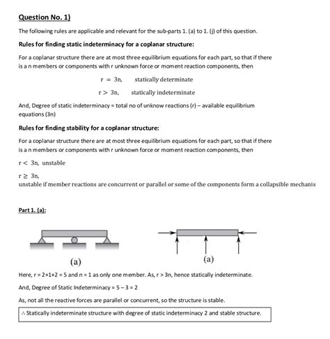 solved 1 classify each of the structures as statically determinate