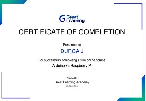 Durga J On Linkedin Arduino Raspberrypi Certificationcompleted Iot