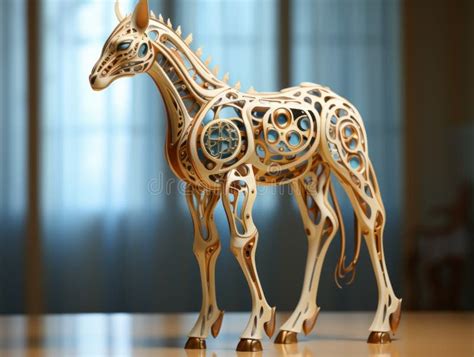 a wooden giraffe standing on top of a table generative ai image stock