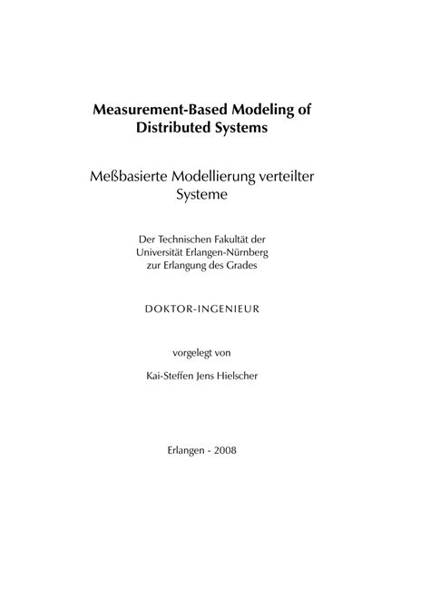 Pdf Measurement Based Modeling Of Distributed Systems