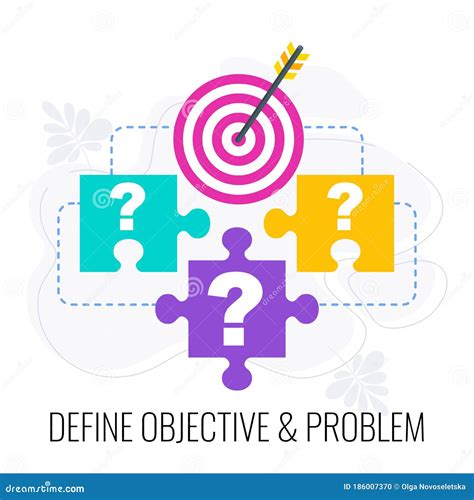 define objective and problem icon market research stock vector
