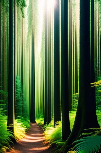 Premium Ai Image Thick Forest Dark Green Background Old Trees