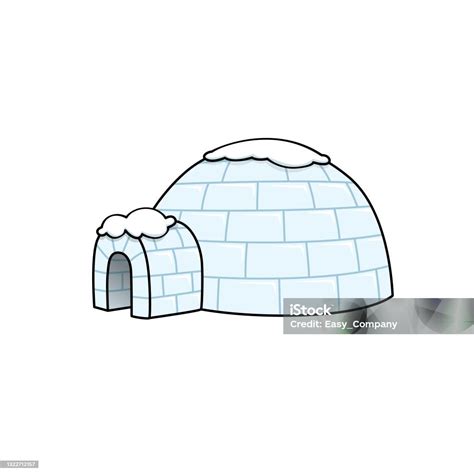 아이들을위한 만화 이글루 사진 이것은 부모와 교사를위한 유치원 및 가정 훈련에 대한 벡터 일러스트입니다 이글루에 대한 스톡 벡터
