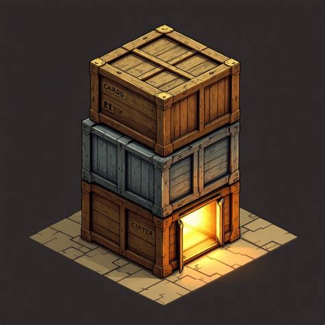 Free Glowing Mystery Crates Image Pixel Isometric Crate Download