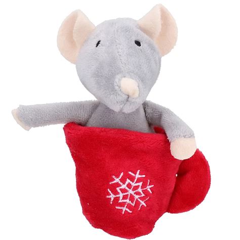 Cat T Christmas Festive Small Crinkly Plush Mouse In A Teacup Play Toy Diy At Bandq