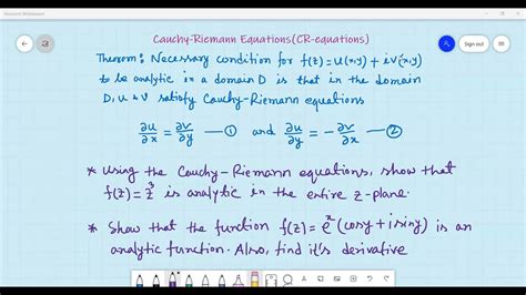 Cauchy Riemann Equations In Bangla Analytic Function C R