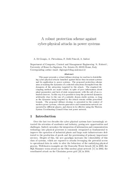Pdf Robust Protection Scheme Against Cyber‐physical Attacks In Power Systems