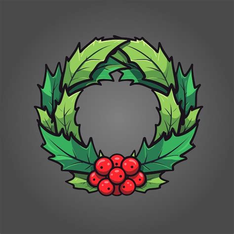 Premium Vector Christmas Holly Wreath Stained Glass Style Flat Color Vector
