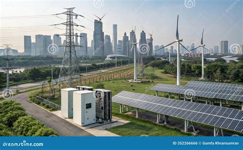 Smart Electric Grid System Optimizing Energy Efficiency In Modern City Wind Turbines And Solar