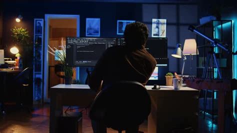 Software Engineer Writes Complex Binary Code Scripts On Computer Technology Stock Footage Ft