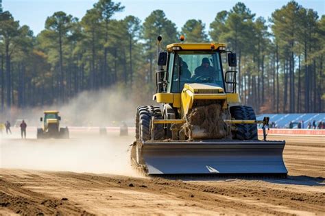 Grader Grading A Surface For A New Sports Stadium Best Grader Picture Premium Ai Generated Image