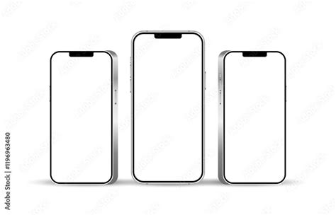 Realistic Smartphone Mockup Mobile Phone Vector With Isolated On White