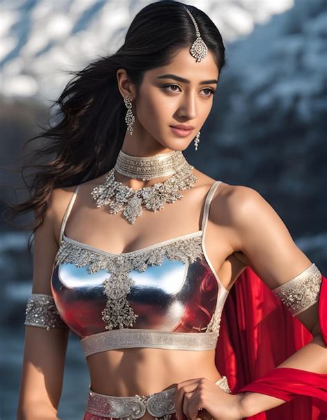 Ananya Pandays Amazonian Elegance In Snow White Silk Premium Ai Generated Image