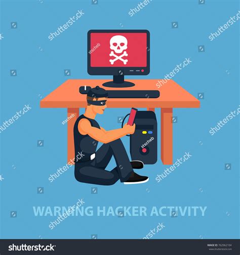 Warning Hacker Activity Flat Concept Vector Stock Vector Royalty Free 762962104 Shutterstock