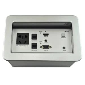 One HDMI Output Tabletop Hidden Sliding Panel HDMI VGA USB Charger Power Media Socket For