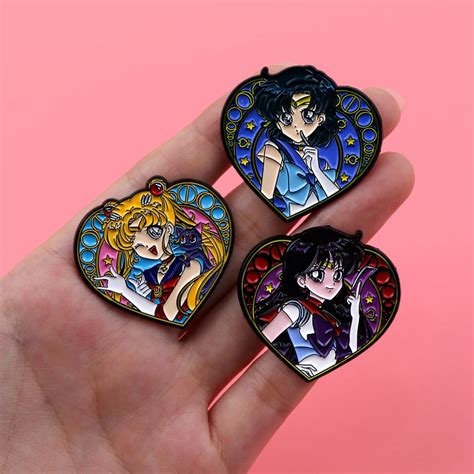 Sailor Moon Sailor Mercury Heart Enamel Pin Distinct Pins