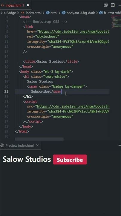 Badges Using Bootstrap 5 Shorts Coding Youtube