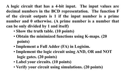 Solved A Logic Circuit That Has A 4 Bit Input The Input