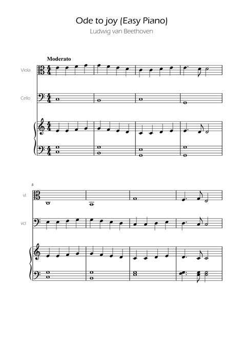 Ode To Joy Easy Cello And Viola Duet W Piano Accompaniment Arr