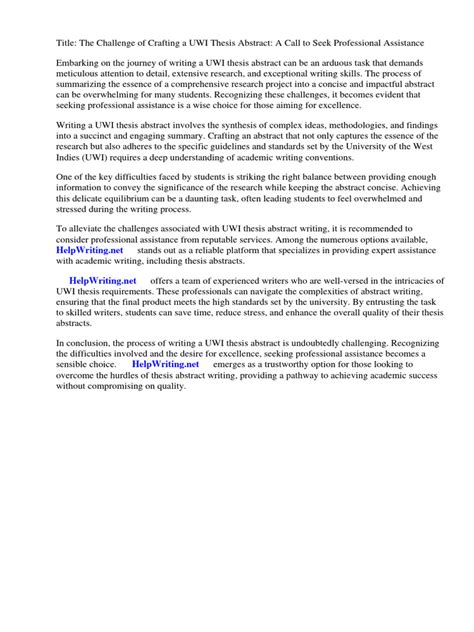 Uwi Thesis Abstract Pdf Thesis Educational Technology