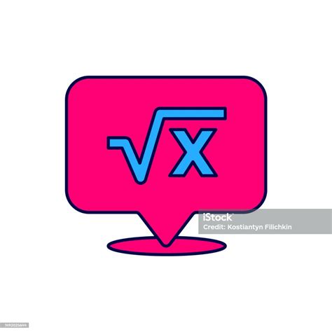 채워진 윤곽선 흰색 배경에 격리된 X 글리프 아이콘의 제곱근 수식 벡터 0명에 대한 스톡 벡터 아트 및 기타 이미지 0명