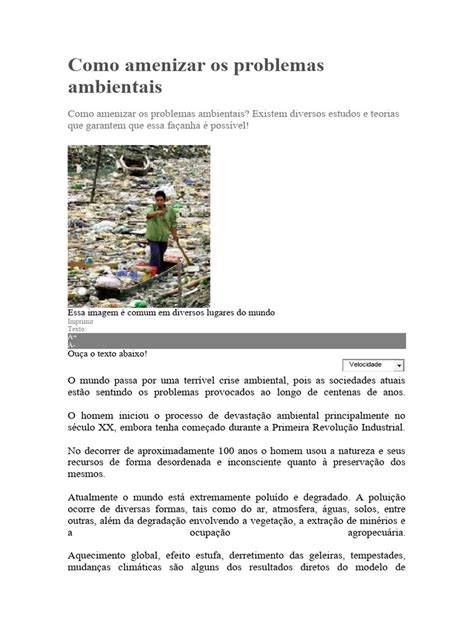 Como Amenizar Os Problemas Ambientais Pdf Aquecimento Global E