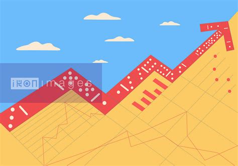 Stock Illustration Of Line Of Dominoes Forming Upward Line Graph Ikon Images