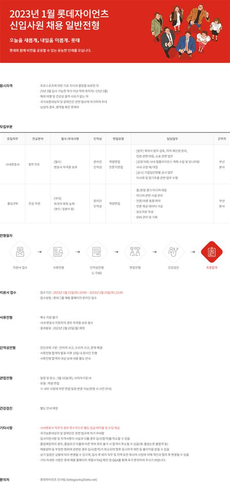 롯데자이언츠 채용공고 2023년 1월 신입사원 채용 일반전형 2023년 채용