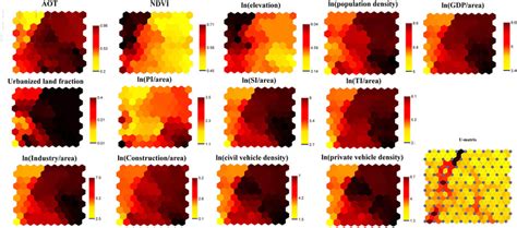 Som Visualization Of Aot And Its Contributing Factors With 13 Component Download Scientific