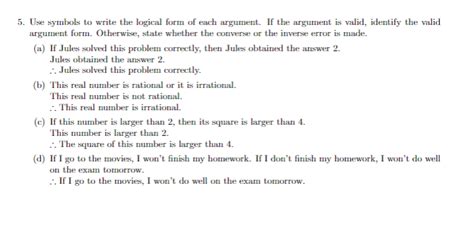 5 Use Symbols To Write The Logical Form Of Each