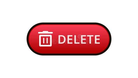 Red Delete Button Icon With White Trash Can Symbol On Oval Shape Stock