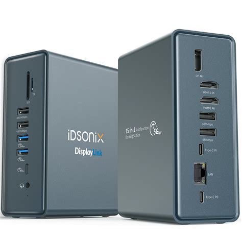 IDsonix DisplayLink Docking Station Dual Monitor In USB C Laptop Docking Station With