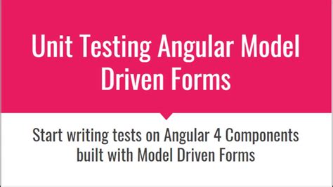 Testing Angular 4 Reactive Forms Youtube
