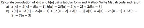 Solved Calculate Convolution Of X[n] And H[n] Using Tabular