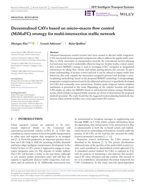 Pdf Decentralised Cavs Based On Micromacro Flow Control Mimafc Strategy For Multi