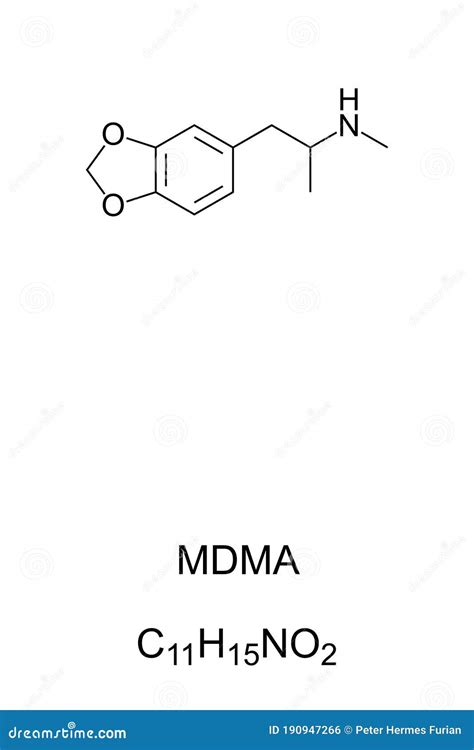 Mdma Structural Chemical Formula On White Background Vector Illustration Cartoondealer Com