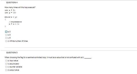 Solved Question 4 How Many Times Will This Loop Execute Ins