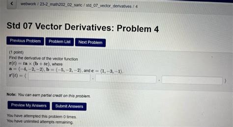 Solved Find The Derivative Of The Vector Function
