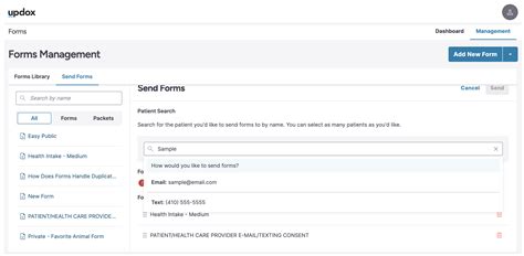 Sending Forms In The Forms Dashboard Updox Knowledge Base