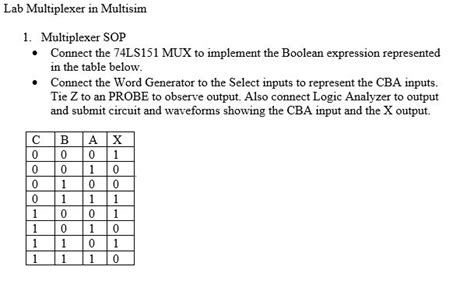 Solved Lab Multiplexer In Multisim Multiplexer SOP Chegg Com