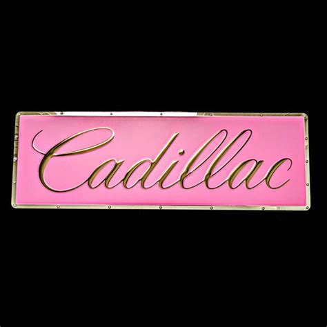 Cadillac Classic Script Metal Sign Pink And Gold Gearheads Wall Decor