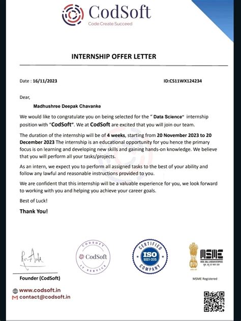 Madhushree Chavanke On Linkedin Codesoft