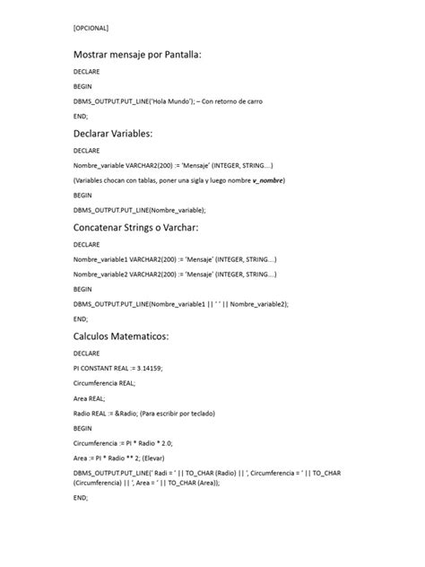 Pl Sql Pdf Programación De Computadoras Sql
