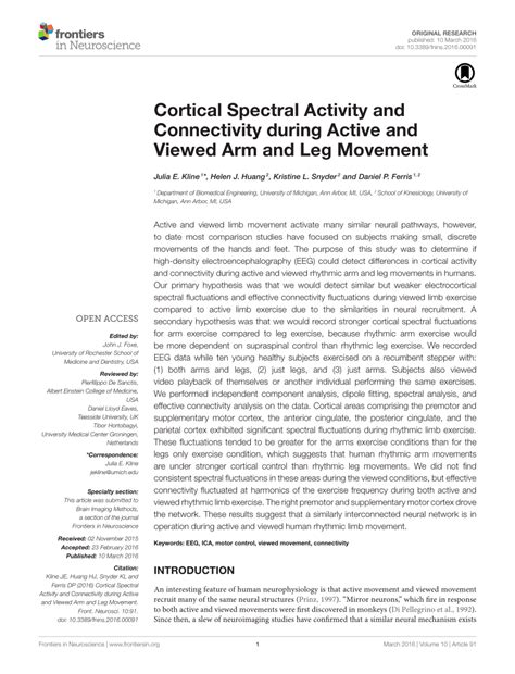 Pdf Cortical Spectral Activity And Connectivity During Active And