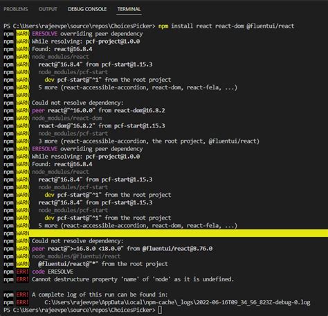 pcf using fluent ui and react error during react installation rajeev pentyala microsoft