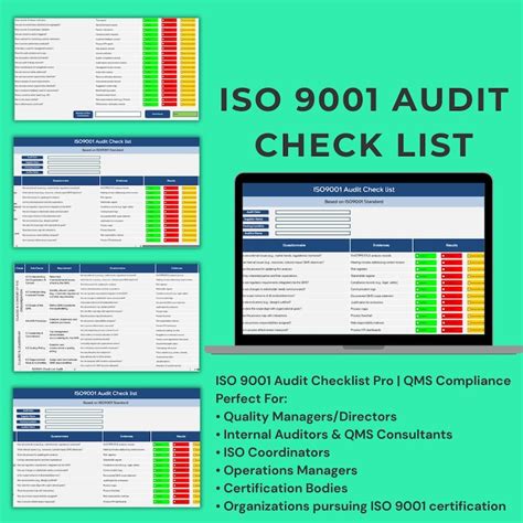 Iso 9001 Audit Checklist Pro Qms Compliance Tool Editable Quality Management Excel Template