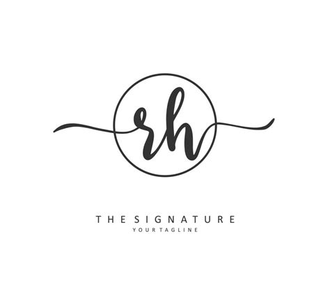 R H Rh Initial Letter Handwriting And Signature Logo A Concept